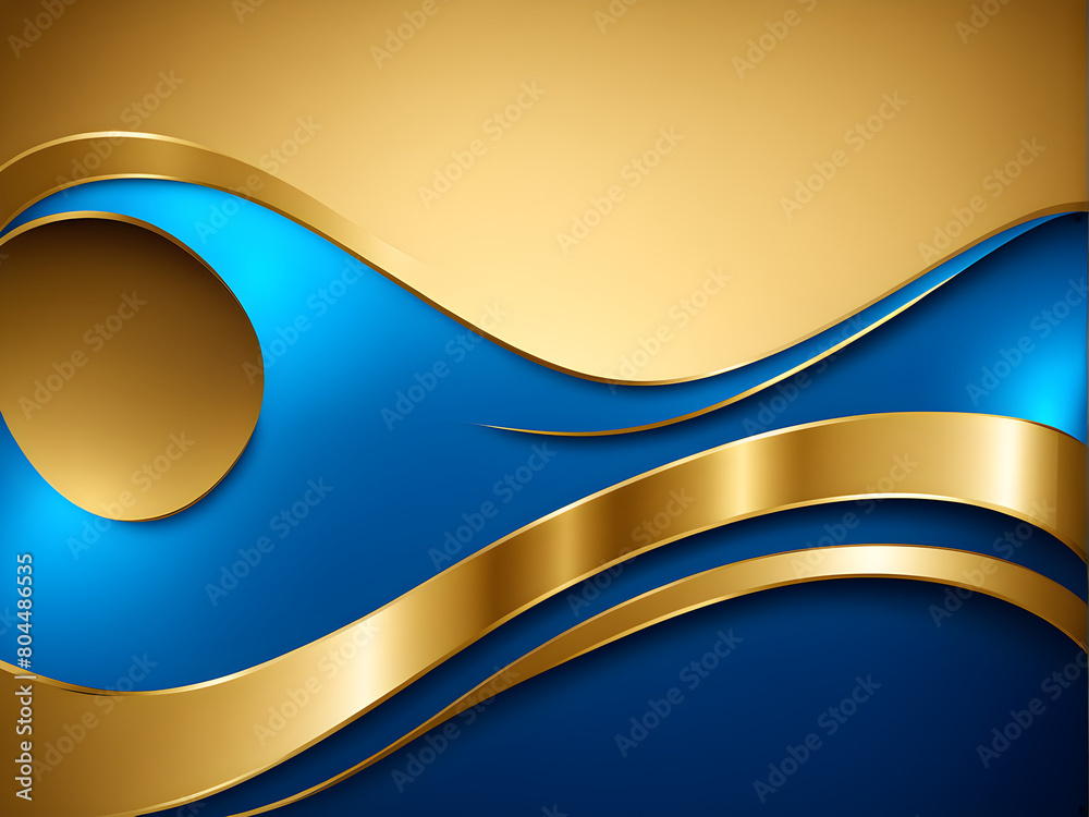 Abstract background composed of blue and gold waves, luxury background ...