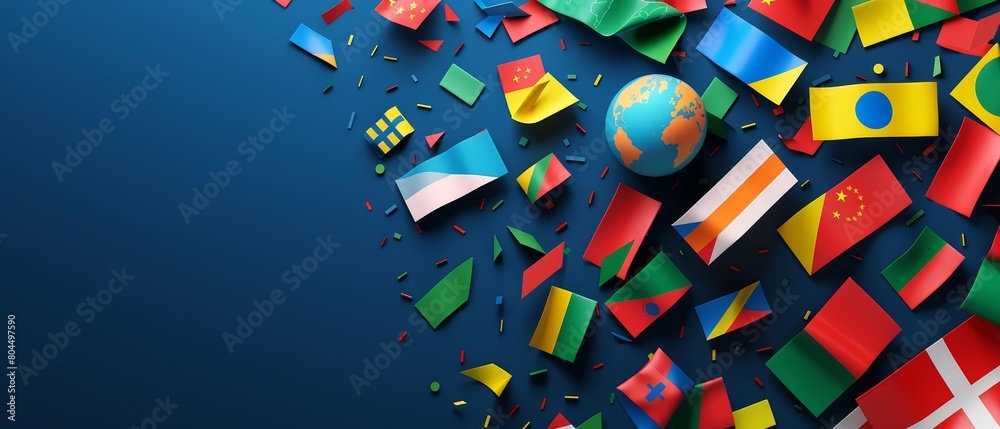 A beautiful and colorful image of flags from different countries of the ...