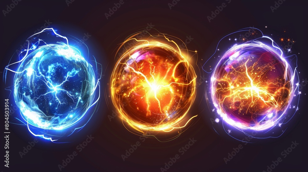 A magic power orb ball game with light glow effect icon. A fantasy ...