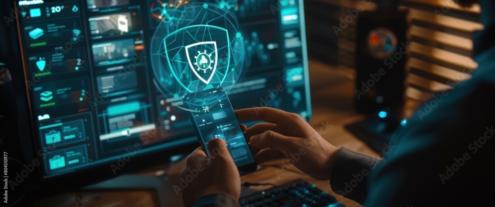 cybersecurity service concept of mobile and computer secure connection ...