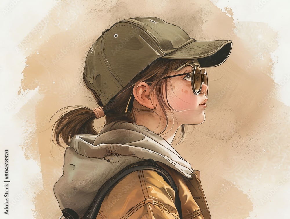 Tomboy kid in streetwear against earthy backdrop, captured in raw 43 ...