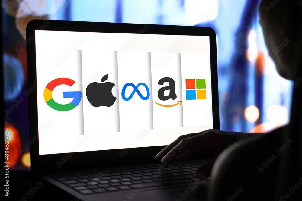 May 3, 2024, Brazil. In this photo illustration, the Google, Apple ...