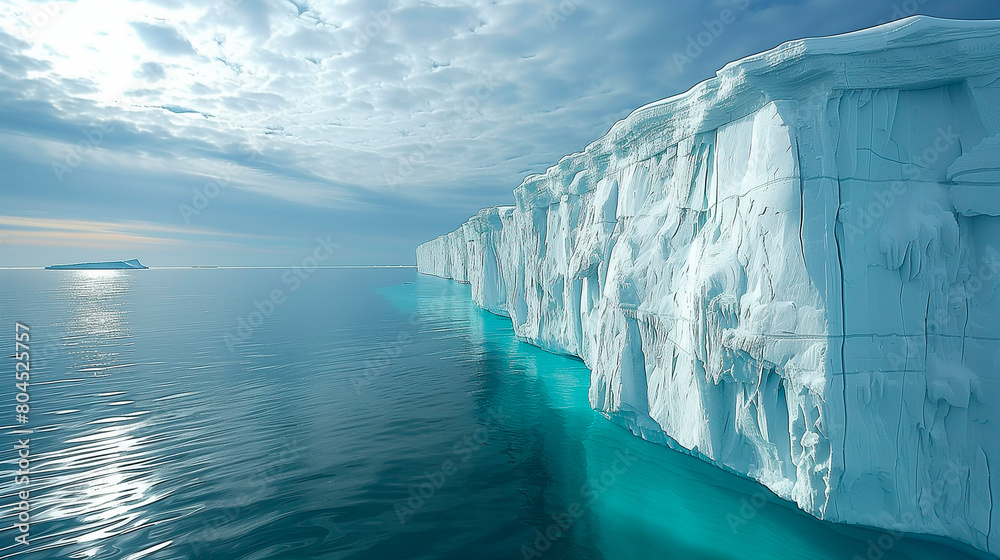 Glacier melting due to global warming and climate change. Ice block in ...