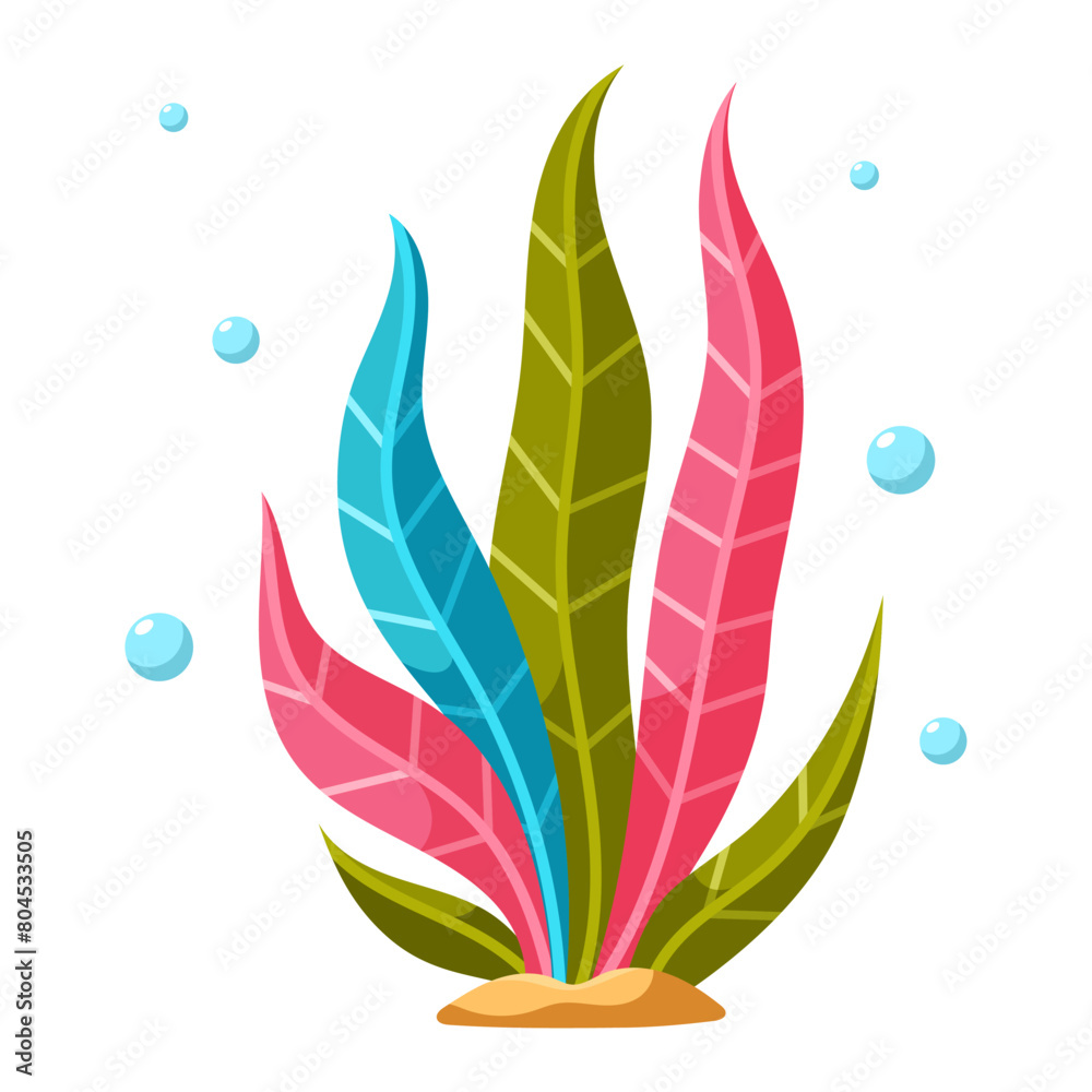 Ocean and sea plant, underwater flora, seaweed, marine life. Aquatic ...