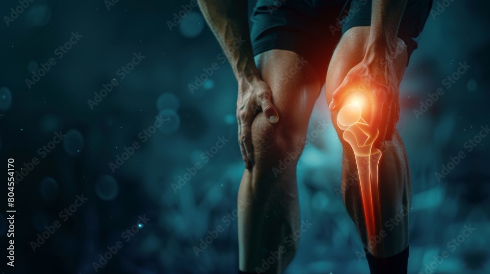 man suffering from pain in knee pain due to bone disease, knee joint ...
