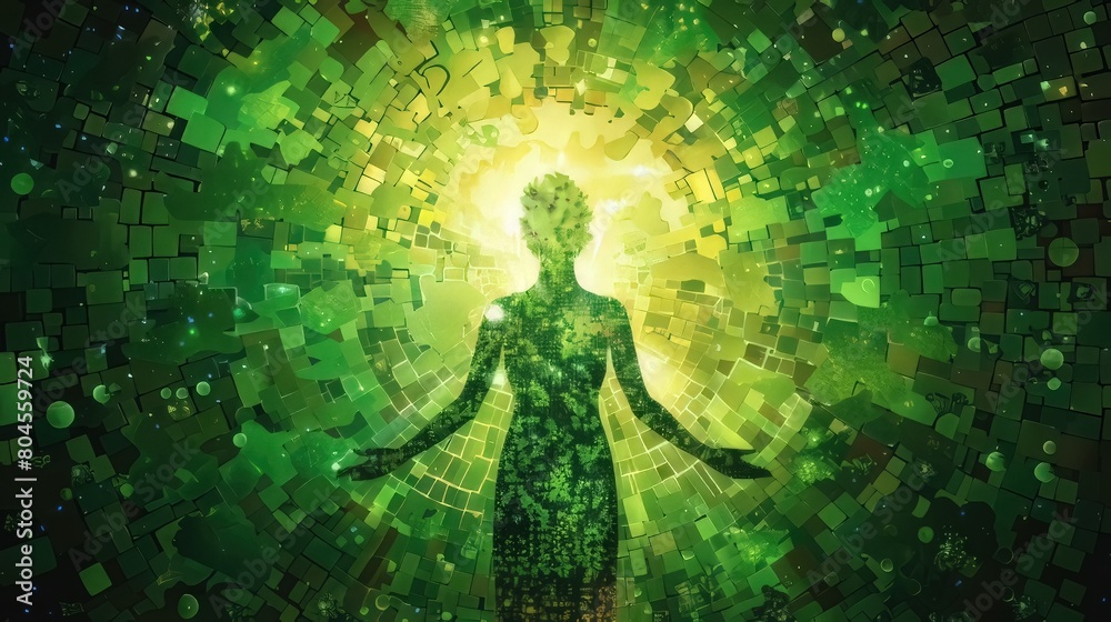 Human Figure Radiating Fractal Light - Ethereal Symbol of Inner Energy ...