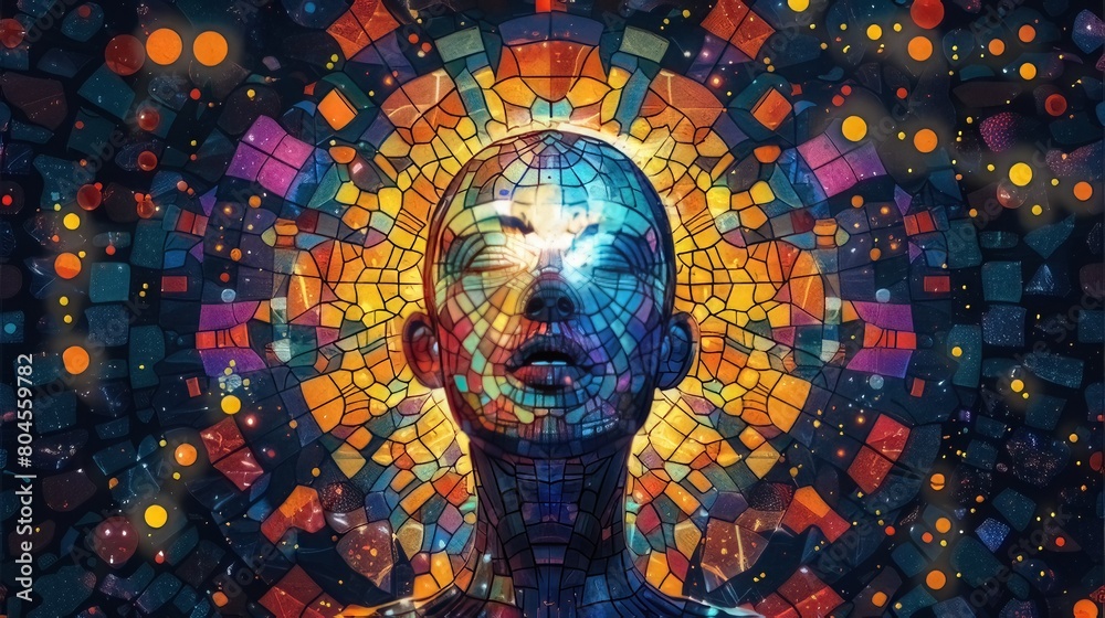 Human Figure Radiating Fractal Light - Ethereal Symbol of Inner Energy ...