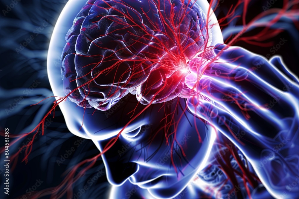Illustration of understanding stroke and vascular brain issues, brain ...
