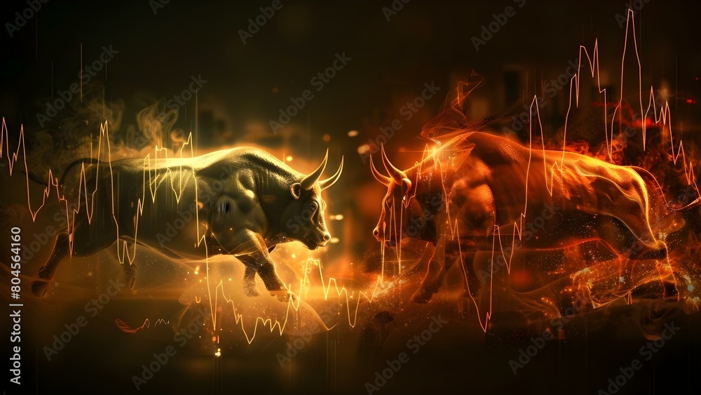 Comparing Bull and Bear Markets: Split-Screen Green and Red Stock ...