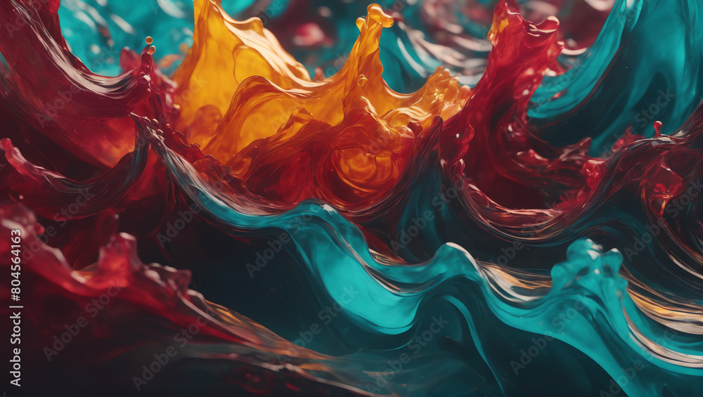 Visuals of liquid magma in shades of radiant ruby, oceanic teal, and ...