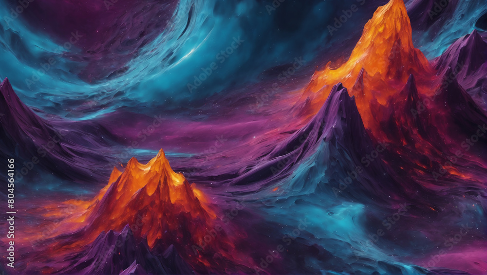 Visuals of liquid magma in shades of cosmic purple, celestial blue, and ...