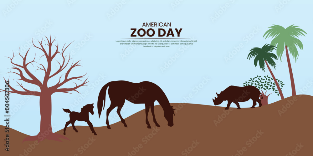 American Zoo Day banner template design for poster, vector file Stock ...