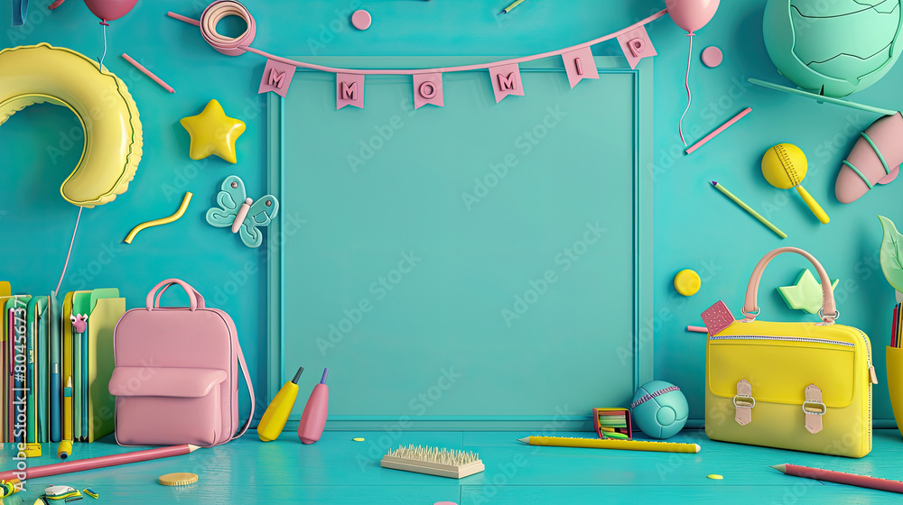 3D rendering of back to school education banner background Welcome Back ...