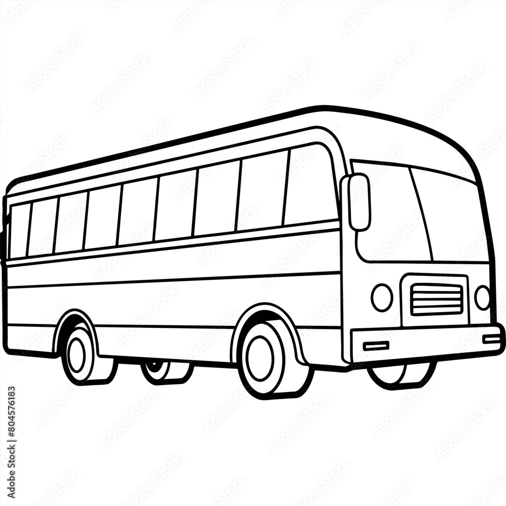 Bus outline illustration digital coloring book page line art drawing ...