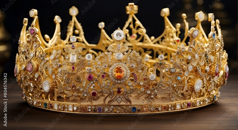 Golden Crown A Shiny Ornament of Beauty and Celebration on a White ...