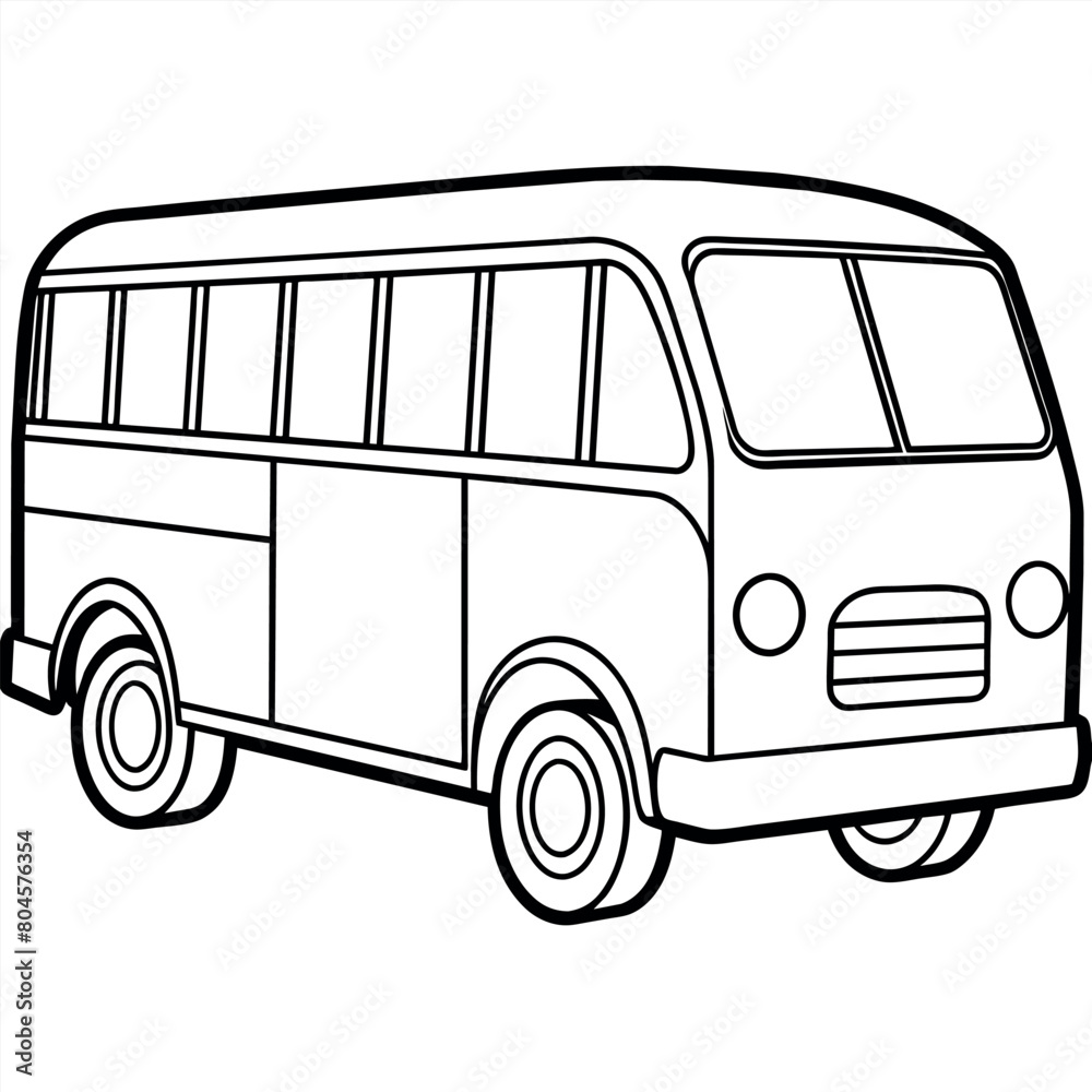 Bus outline illustration digital coloring book page line art drawing ...