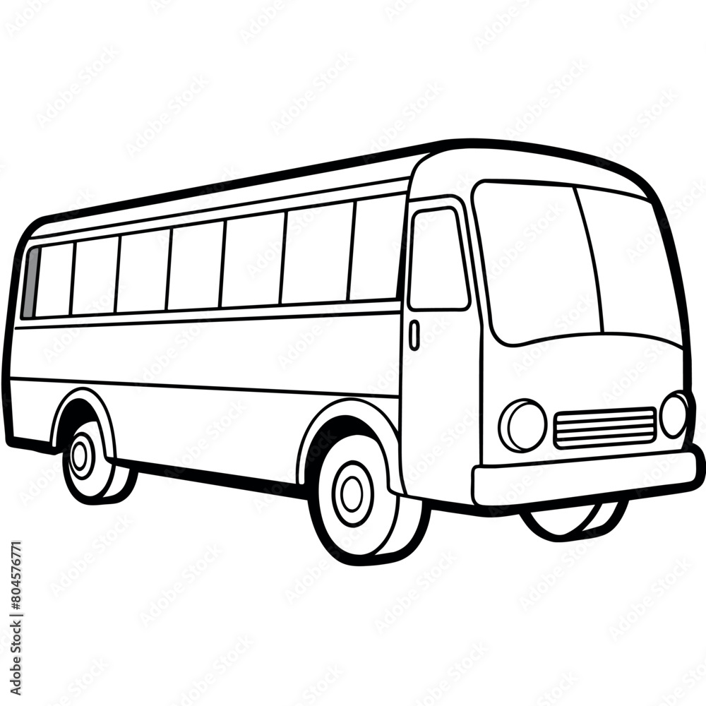 Bus outline illustration digital coloring book page line art drawing ...