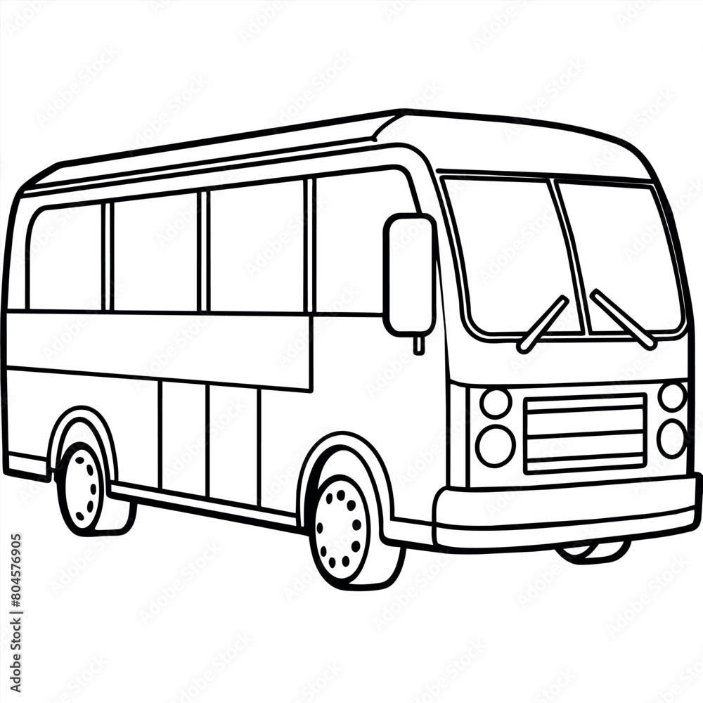 Bus outline illustration digital coloring book page line art drawing ...