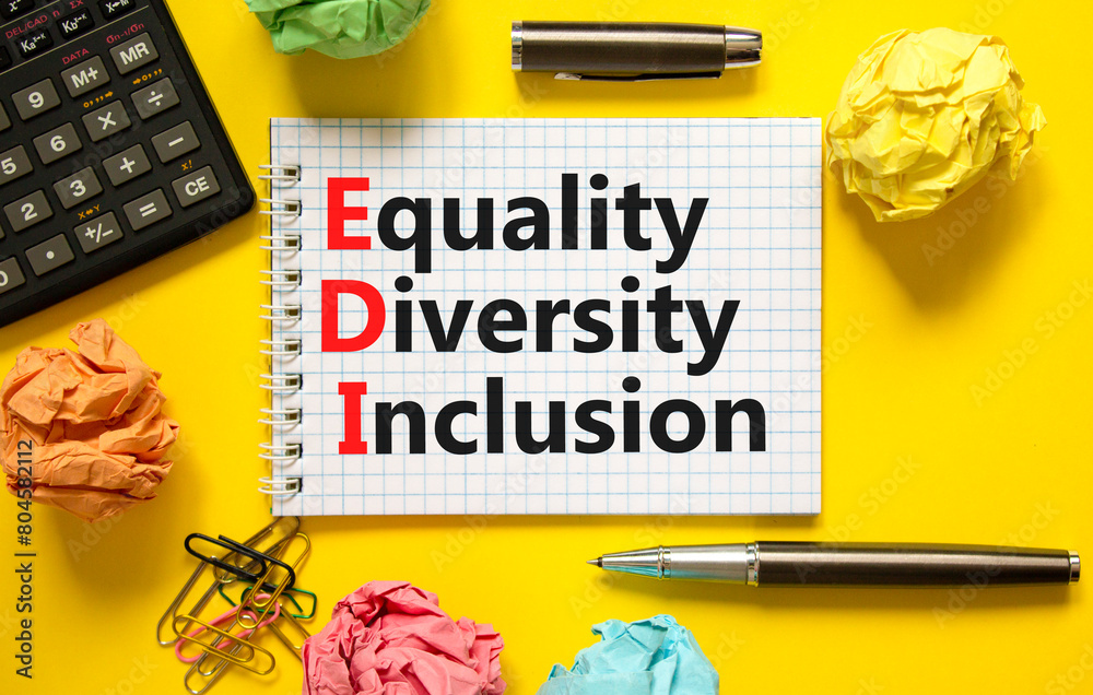 Foto de EDI equality diversity inclusion symbol. Concept words EDI ...