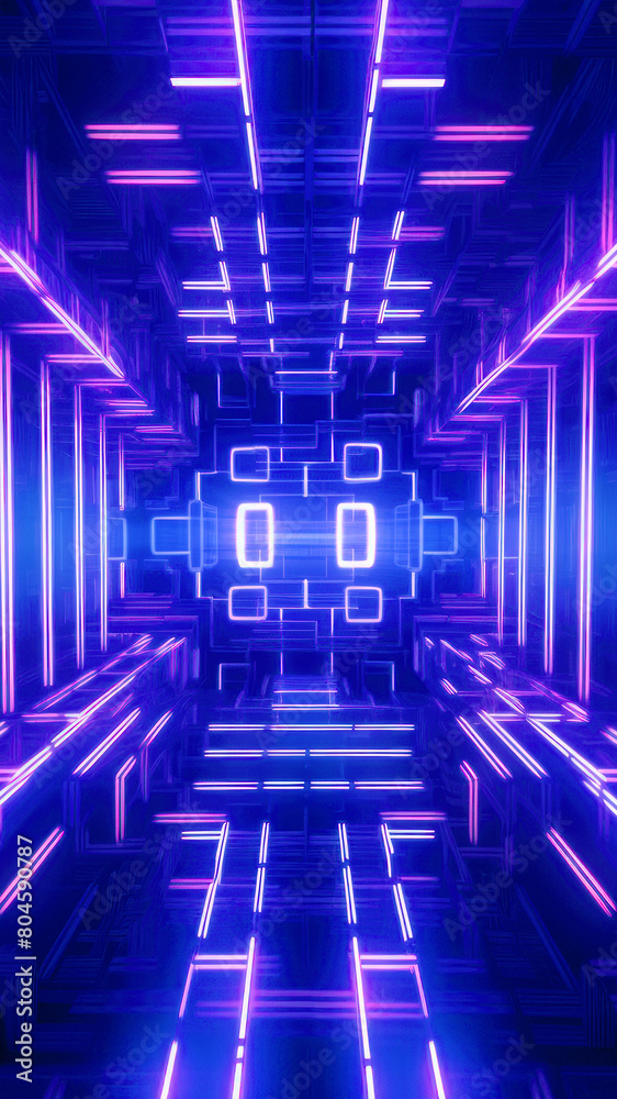 Futuristic techno Sci-fi neon glowing lines background. Digital artwork ...
