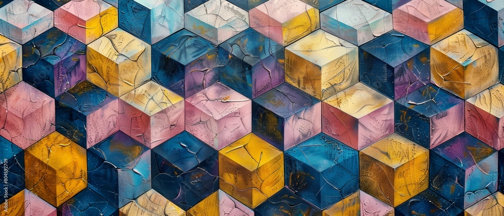 A complex tessellation pattern with repeating geometric shapes in ...