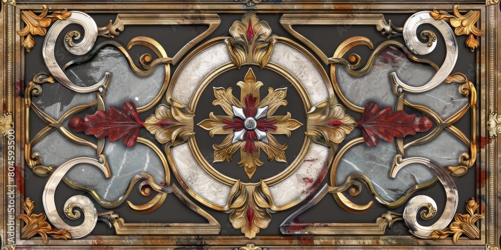 Lavish antique baroque, barocco ornate marble ceiling non linear ...