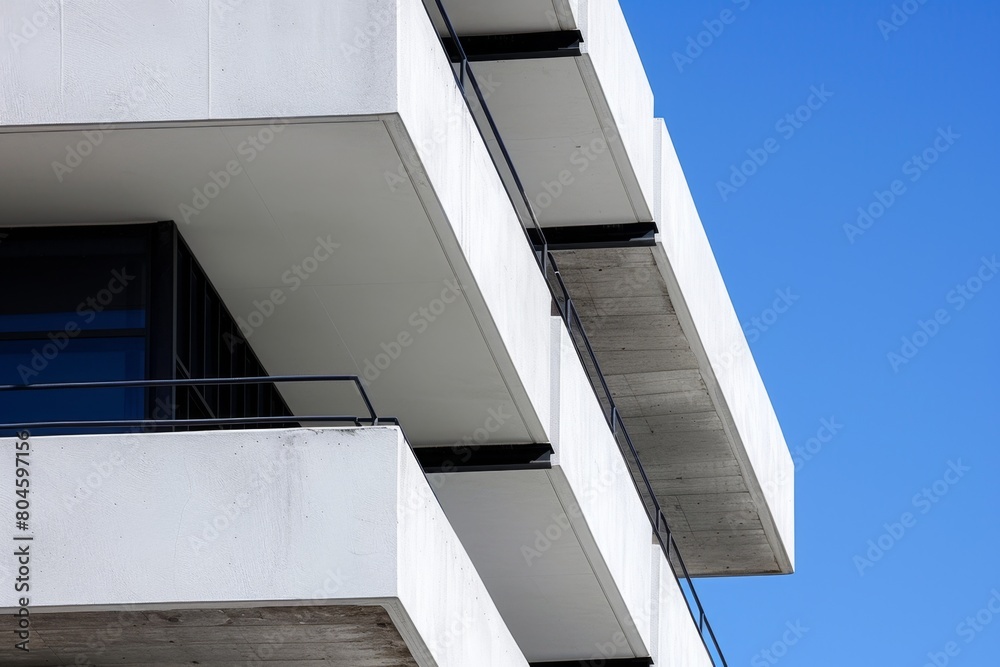 closeup of the facade details on an office building in Los Angeles ...