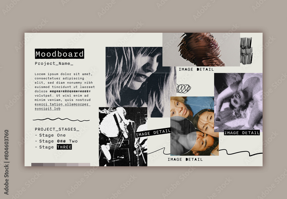 Typewriter Style Moodboard Stock Template | Adobe Stock