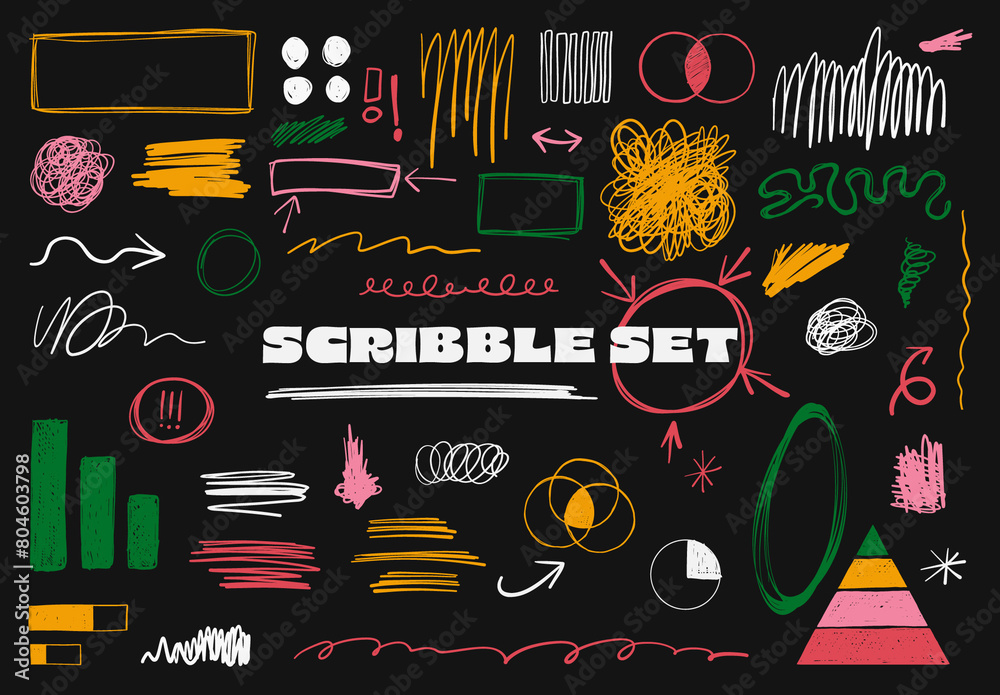 Set of Vector Hand Drawn Scribble Elements Stock Template | Adobe Stock