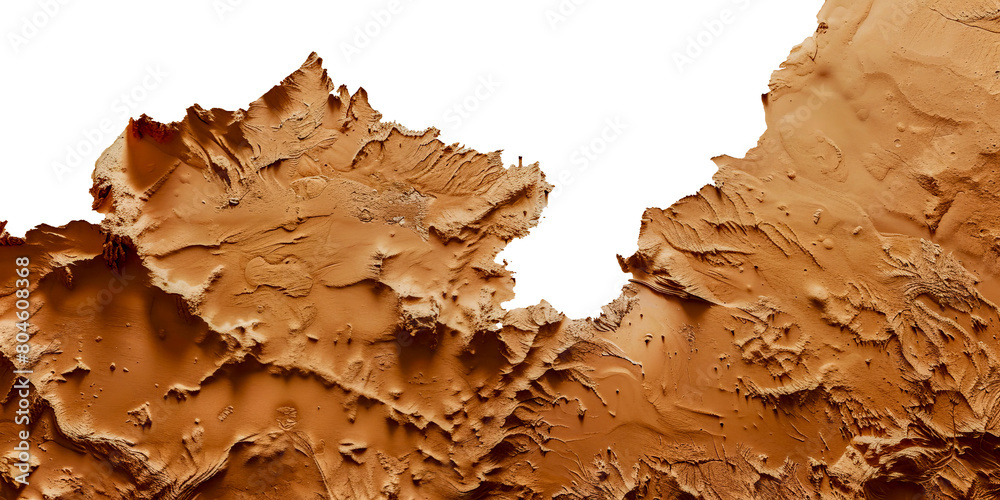Martian landscape with red sand dunes cut out on transparent background ...