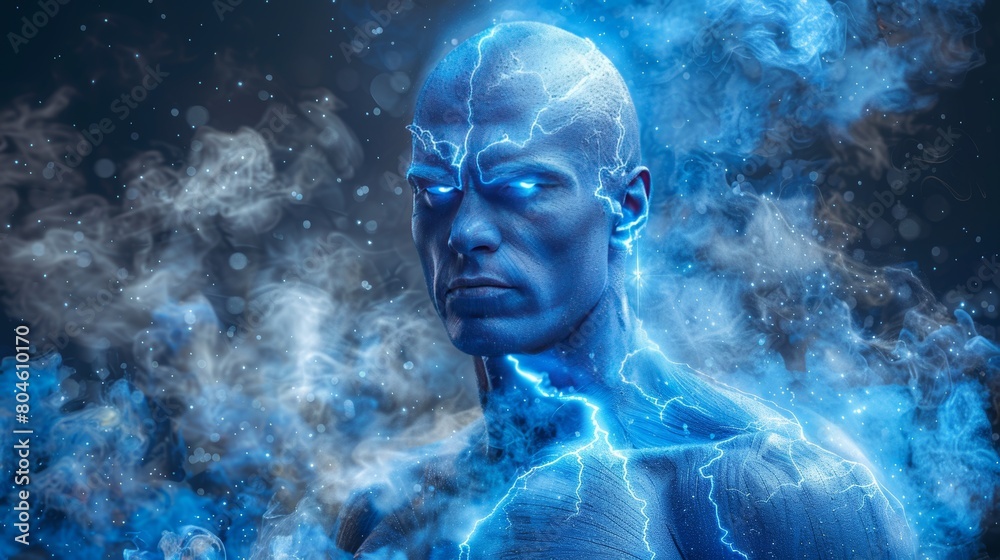 Human muscle anatomy of the chest, arms, and abdominals with electrical ...