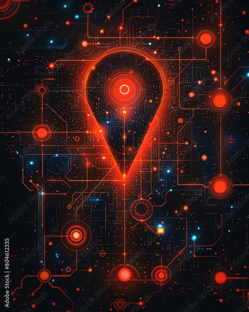 Sleek and simple depiction of a digital map pinpointing marketing ...