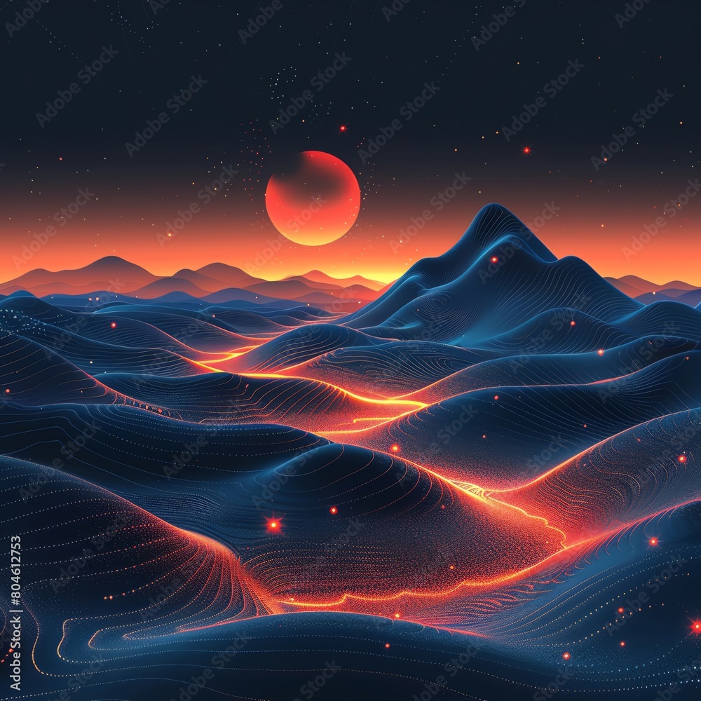 Clean design of a digital landscape with clickable points, illustrating ... Clean design of a digital landscape with clickable points, illustrating ...