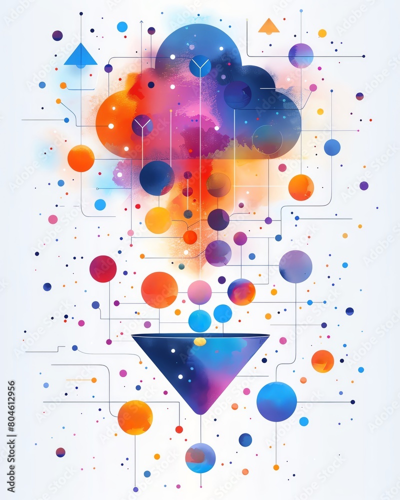 Sleek and simple depiction of a cloud with streaming data feeding into ...