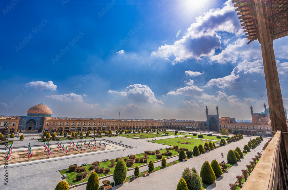 It's a peaceful day at Imam Square (Naqsh-e Jahan Square) as visitors ...