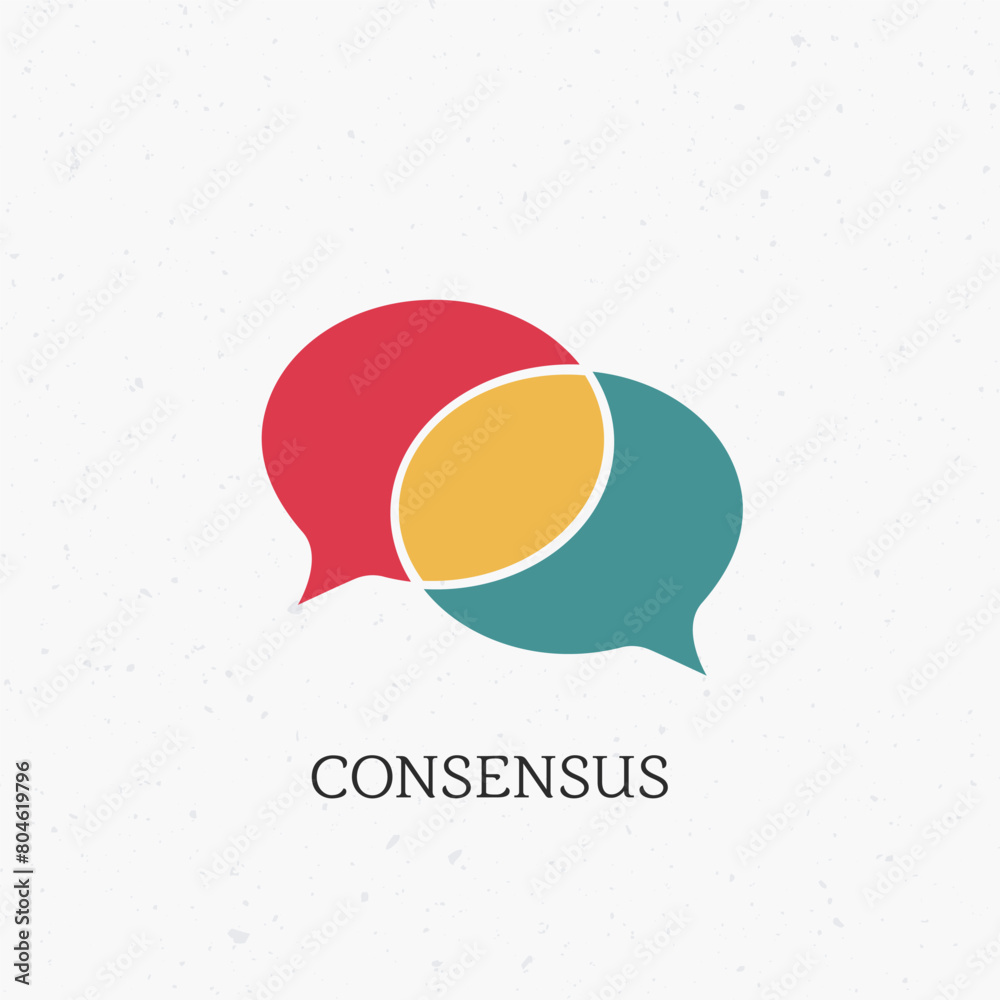 Consensus speech bubbles, sharing ideas concept, Agreement ...