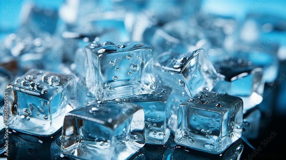 ice, melting, cubes, blue, background, water, wet, dripping, cool, cold ...