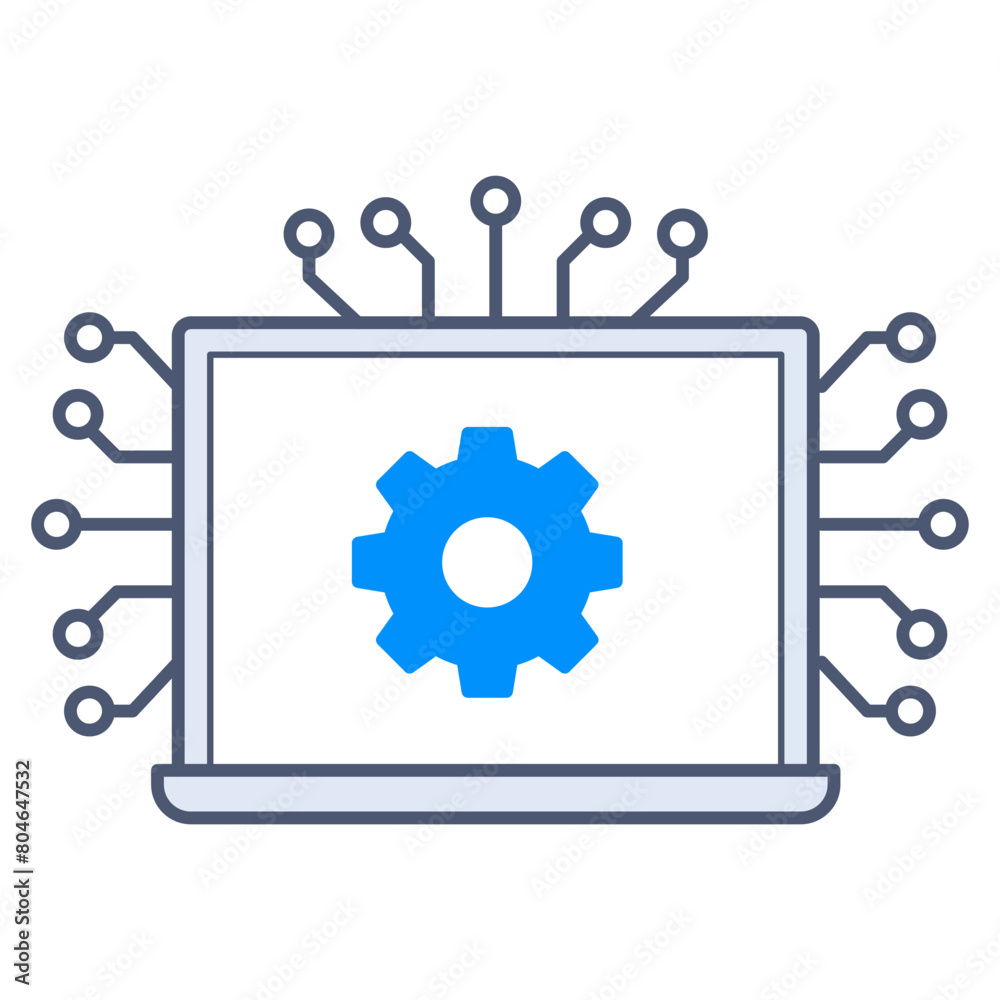 Simple vector illustration of Artificial Intelligence icon with cog ...