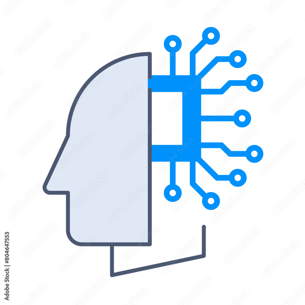 Modern Machine Learning Icon/ Illustration With Human Head With ...