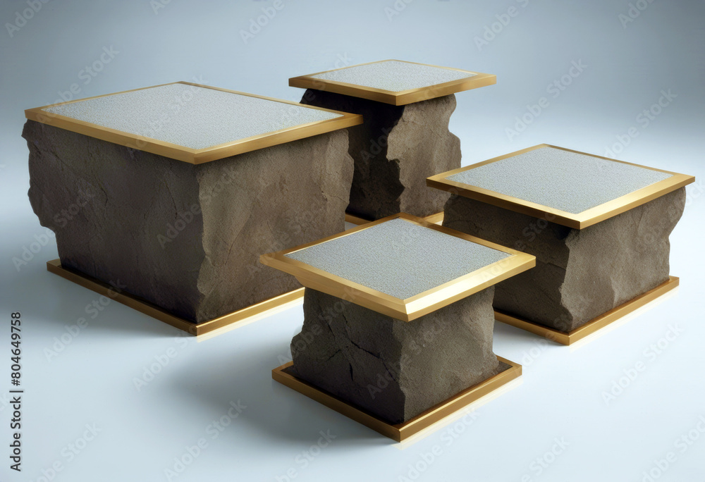 'flat Set rock product cut out splay podiums poduim pedestal stone dais ...