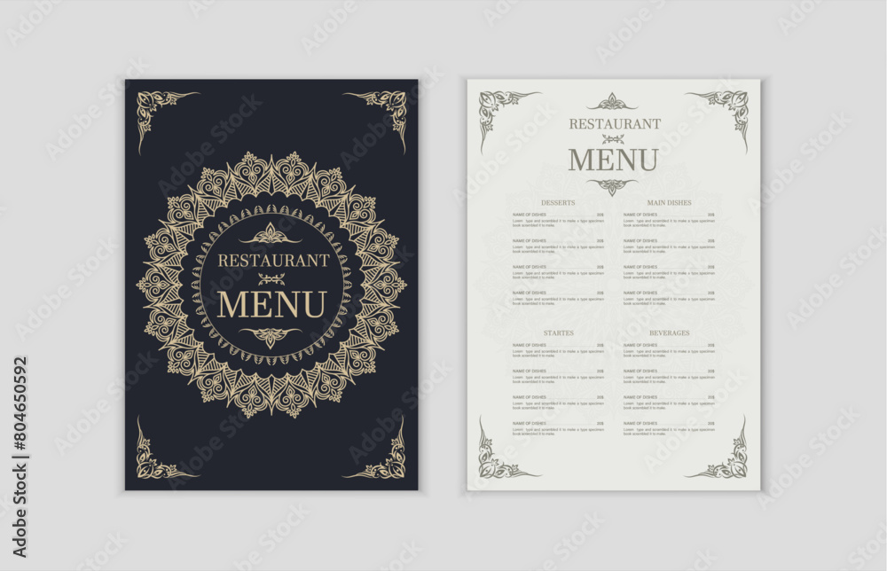 luxury Food Menu Design template Layout for restaurant, Editable Food ...