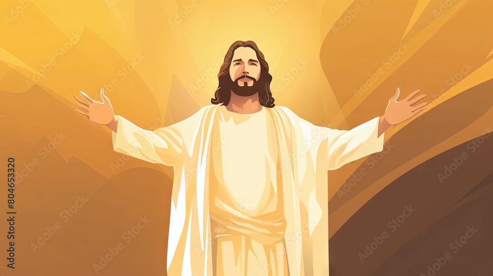 A beautifully minimalist of Jesus Christ, depicted as a serene ...