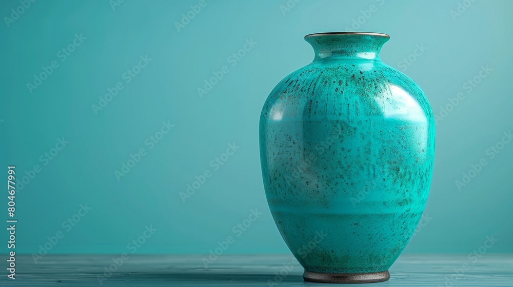 High-definition image of a teal ceramic vase, perfectly isolated for ...