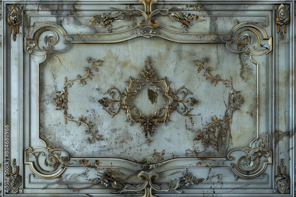 Lavish antique baroque, barocco ornate marble ceiling frame non linear ...