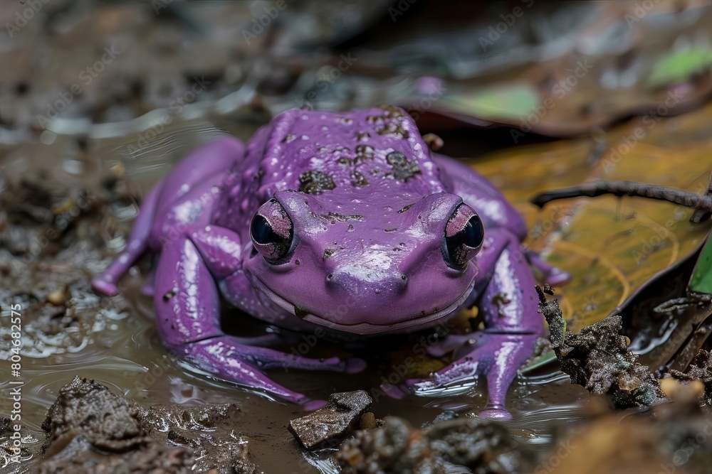 bizarre purple frog burrowing in wet soil western ghats wildlife ...