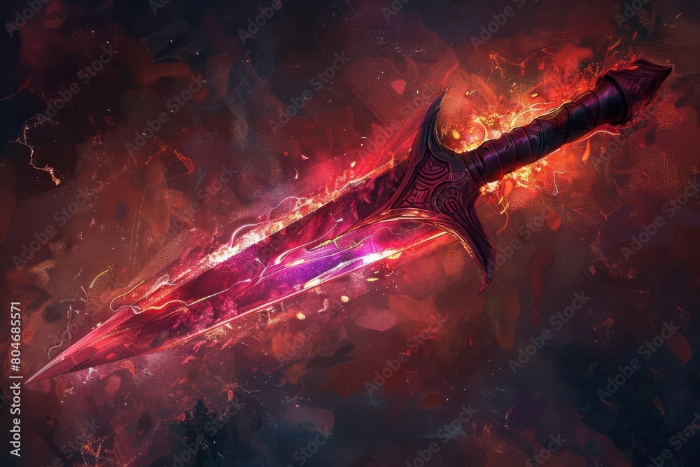 enigmatic crimson dagger mystical weapon aura fantasy digital painting ...