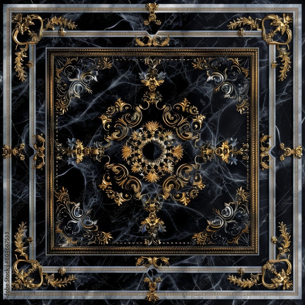 Lavish antique baroque, barocco ornate marble ceiling frame non linear ...