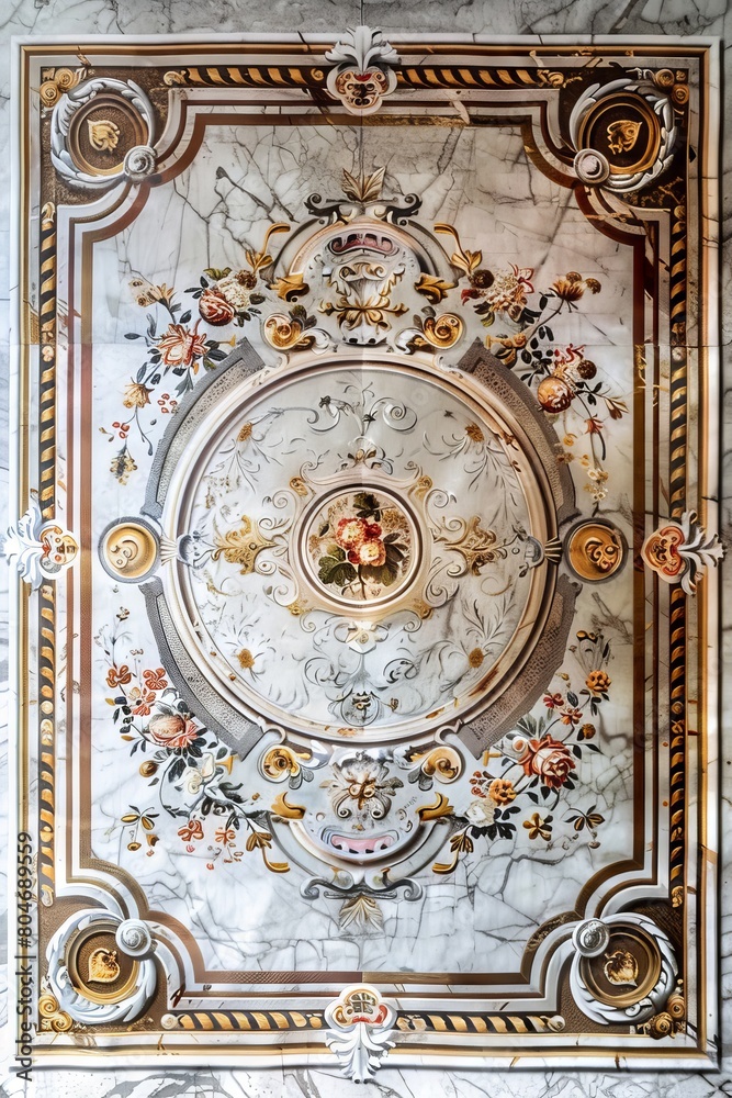 Lavish antique baroque, barocco ornate marble ceiling frame non linear ...