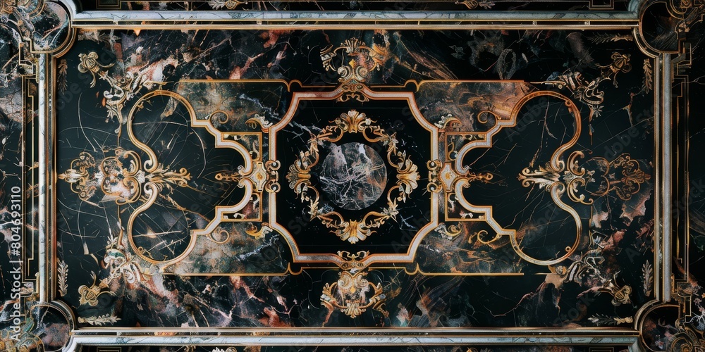 Lavish antique baroque, barocco ornate marble ceiling frame non linear ...