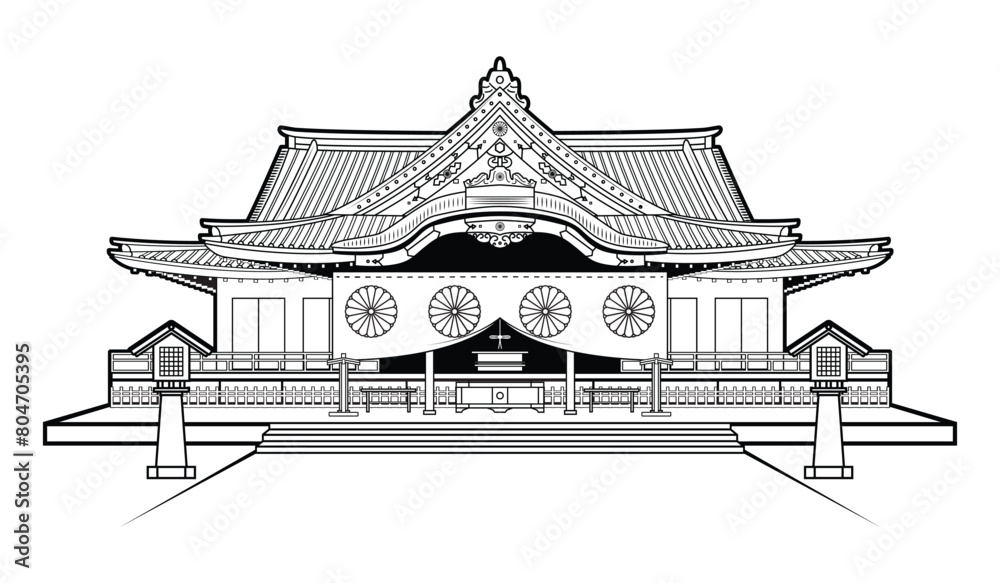 Vetor de The famous Shinto shrine in Tokyo Japan - Yasukuni jinja ...